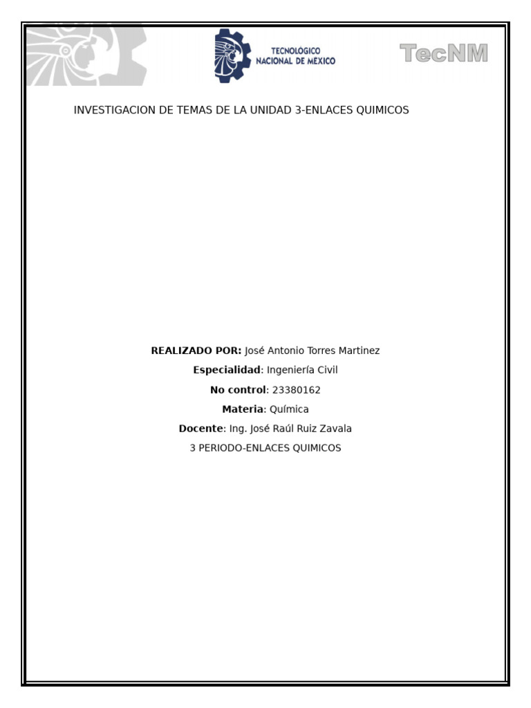 INV. UNIDAD 3 qumica | PDF INV. UNIDAD 3 qumica | PDF