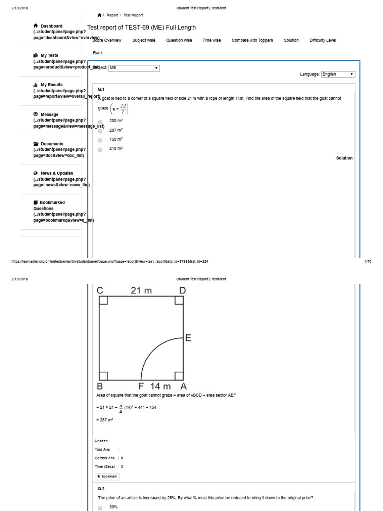 TEST-69 (ME) Full Length | PDF