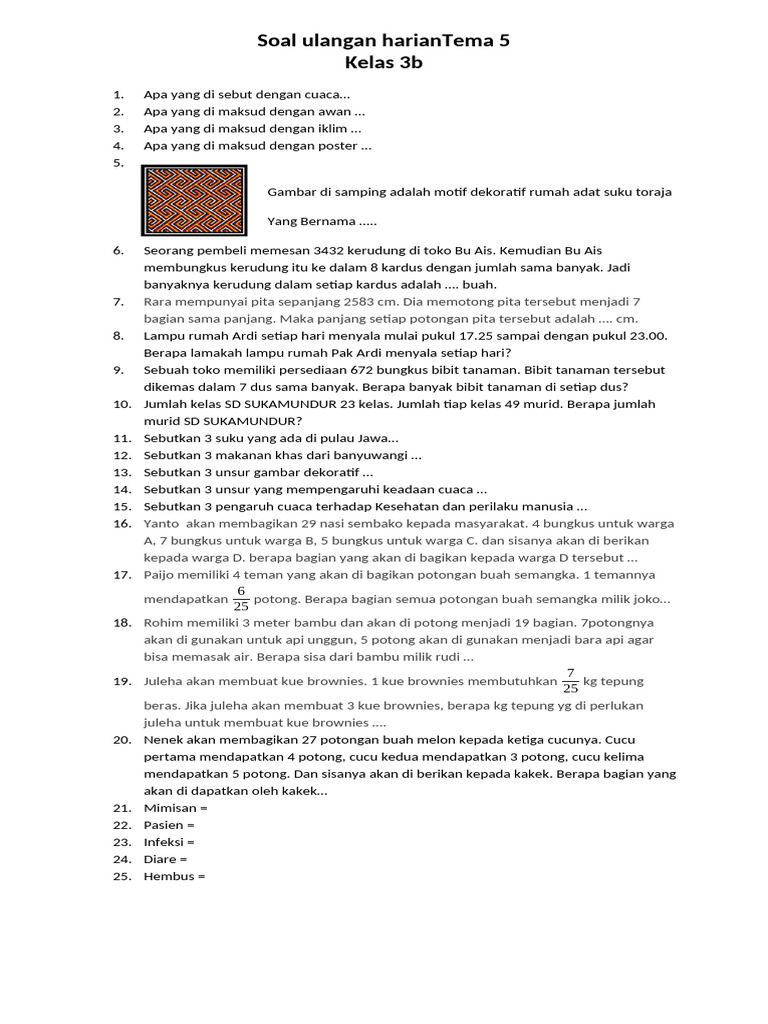 Ulangan Tema 5 | PDF