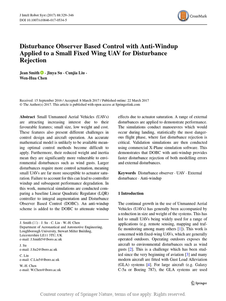 Disturbance Observer Based Control With Anti-Windu | PDF