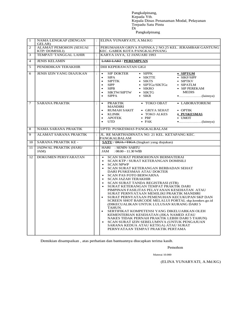 FORM SIP - pasca UU 17 | PDF