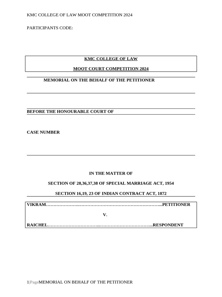 Moot Court Memorial | PDF