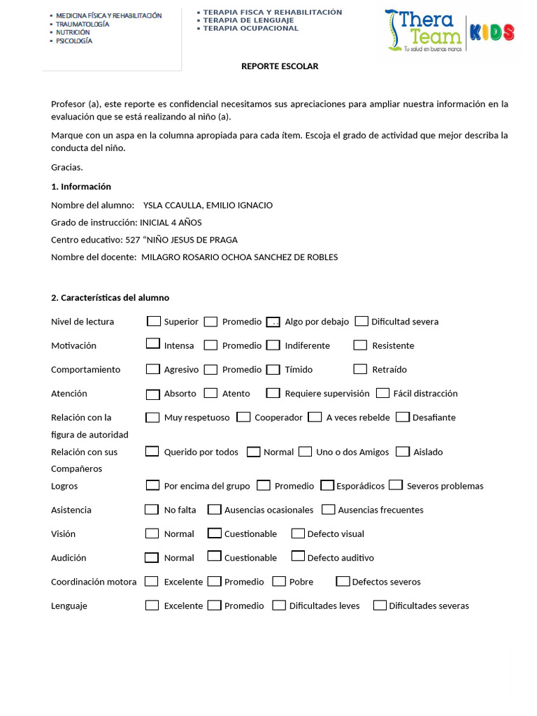 Psi - Reporte Escolar | PDF