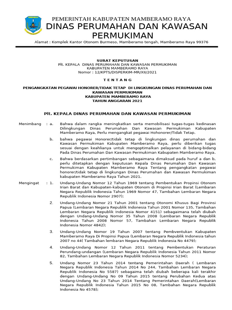 001.SK. Tenaga Kontrak Kolektif | PDF