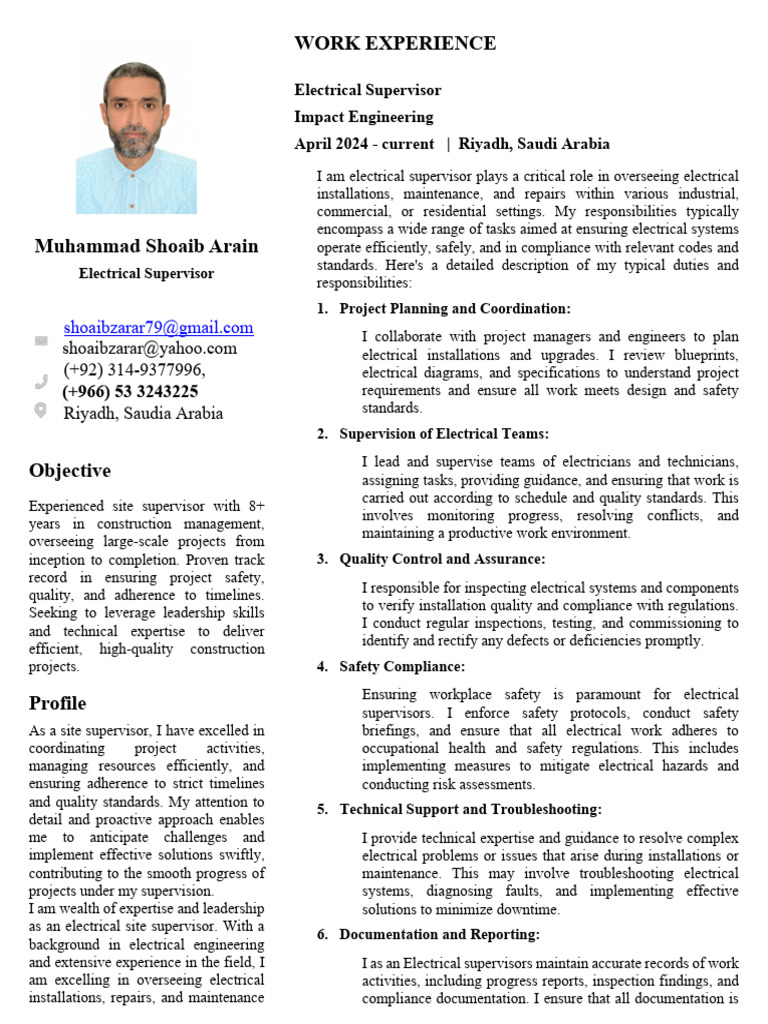 Muhammad Shoaib Arain CV | PDF