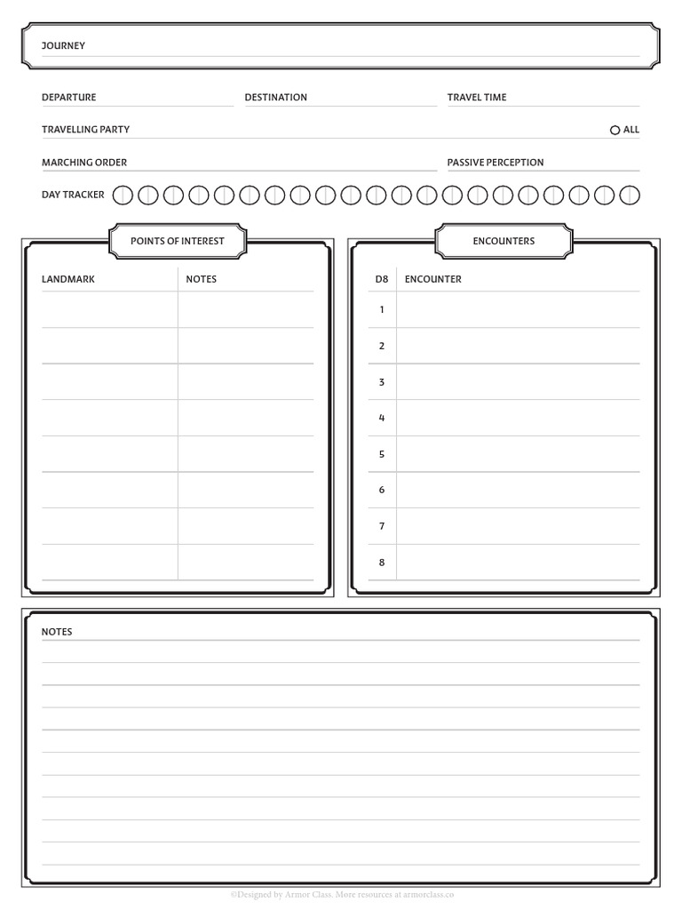 Journey Sheet E5 DND | PDF