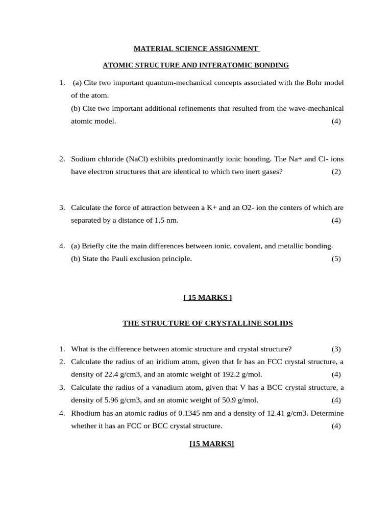 Material Science: Atomic Structure & Bonding | PDF | Ionic Bonding | Chemical Bond