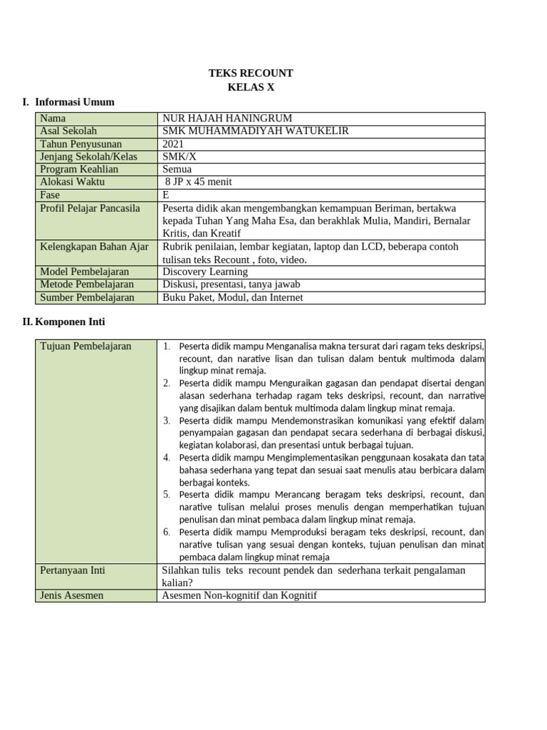 Modul Ajar RECOUNT | PDF