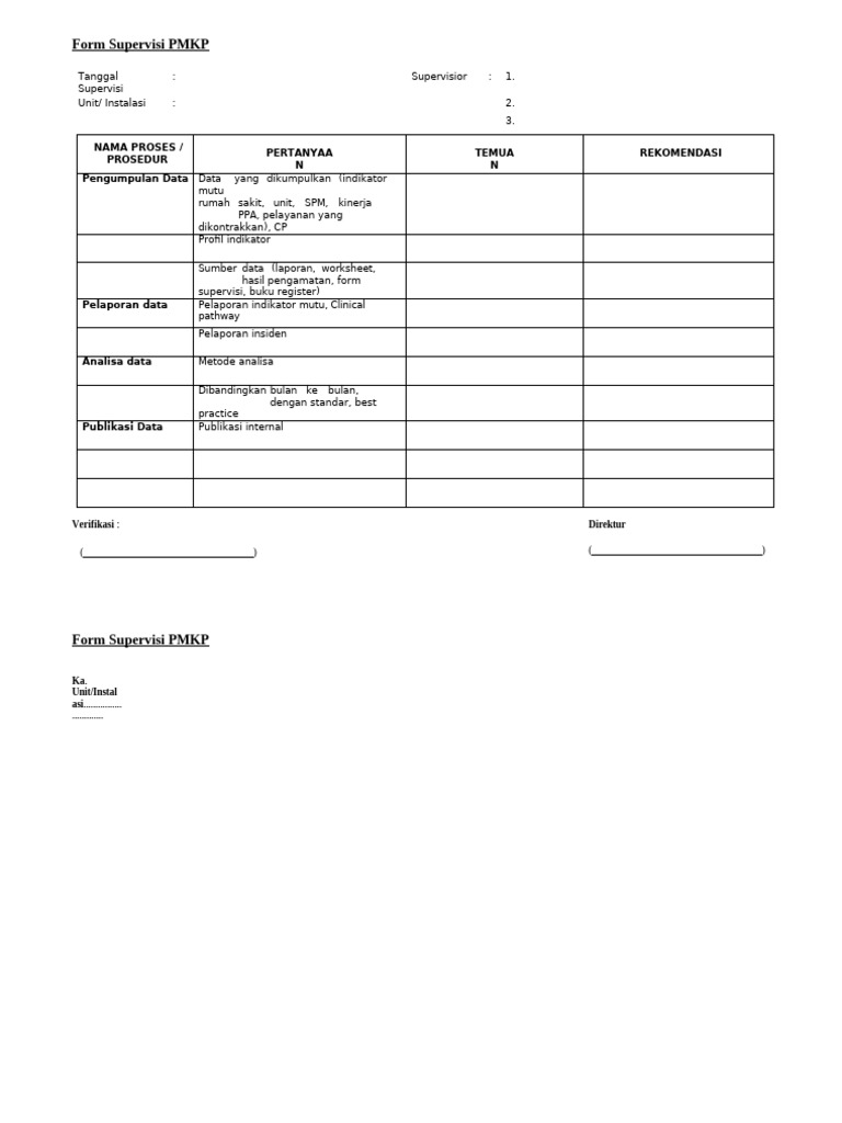Form Supervisi PMKP | PDF