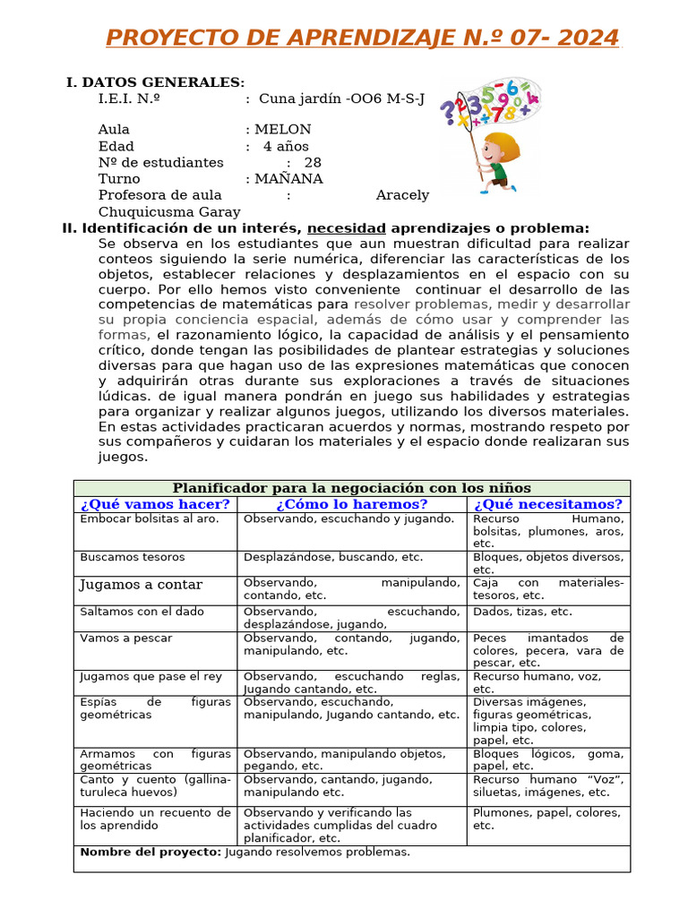 Proyecto 7 Jugando Resolvemos Problemas Del 26 -8- Al 13 de Setiembre- 2024 | PDF