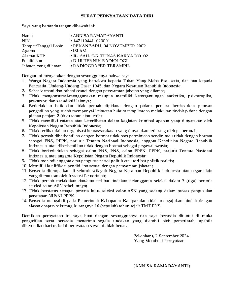 Lampiran III Surat Pernyataan | PDF