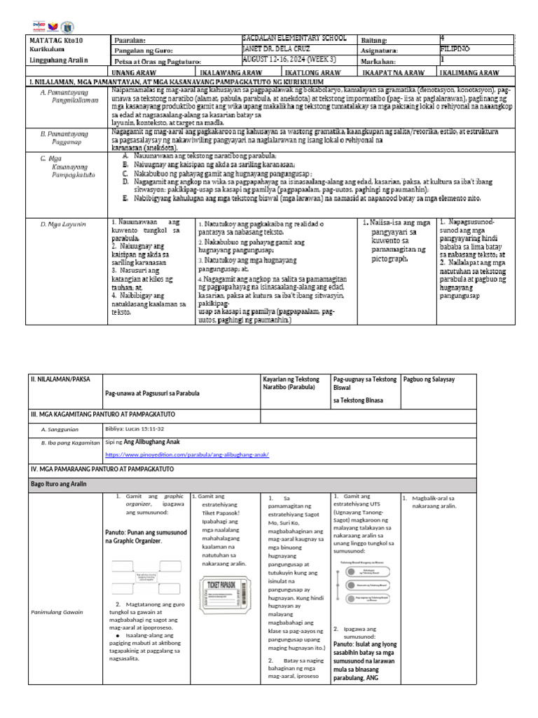 FILIPINO W3-Q1 | PDF