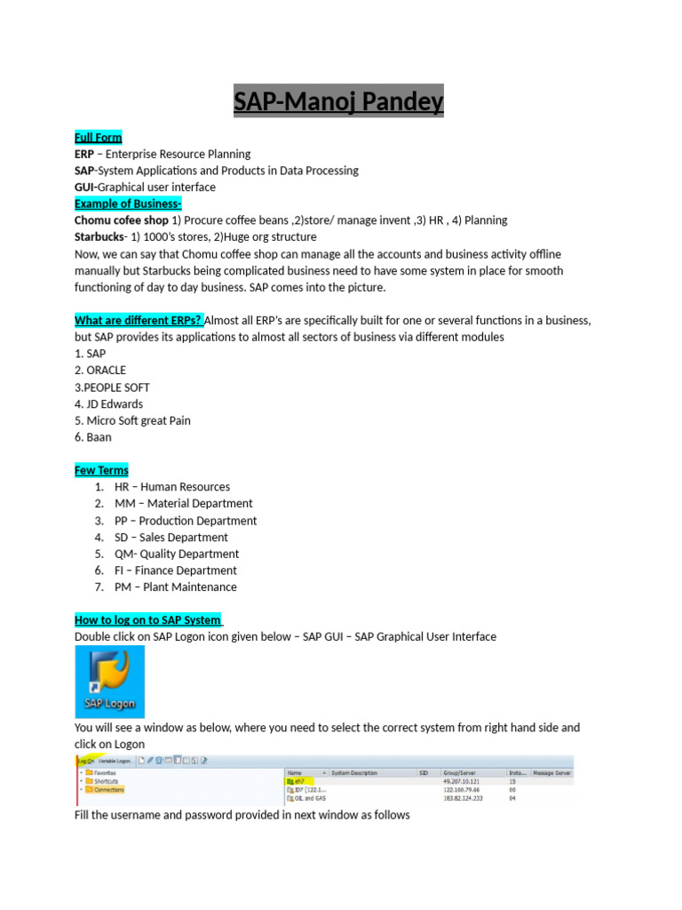 SAP Manoj Pandey | PDF