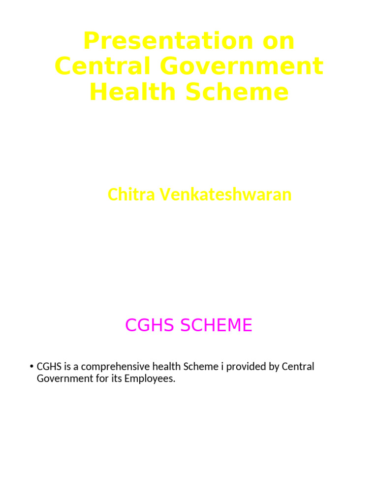 Presentation On CGHS Scheme | PDF
