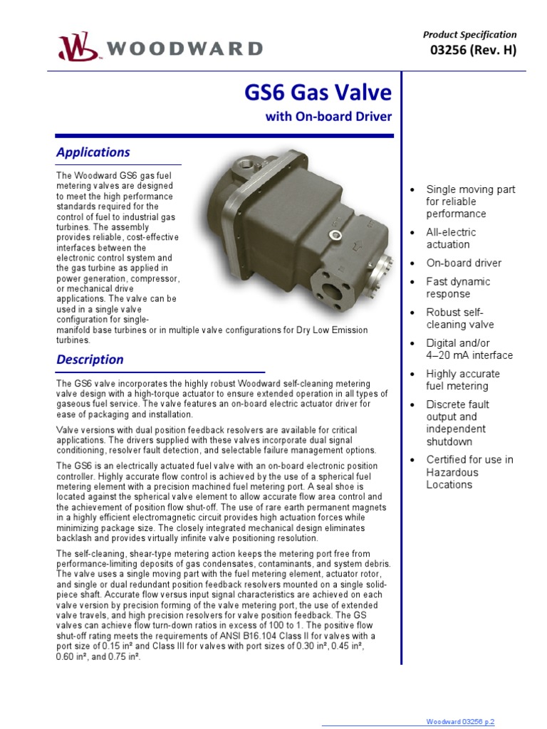 Woodward Gs6 Gas Valve | PDF | Vacuum Tube | Gas Turbine