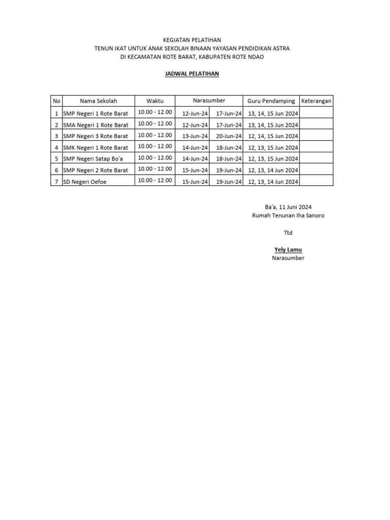 Jadwal Sekolah Batch 2 | PDF