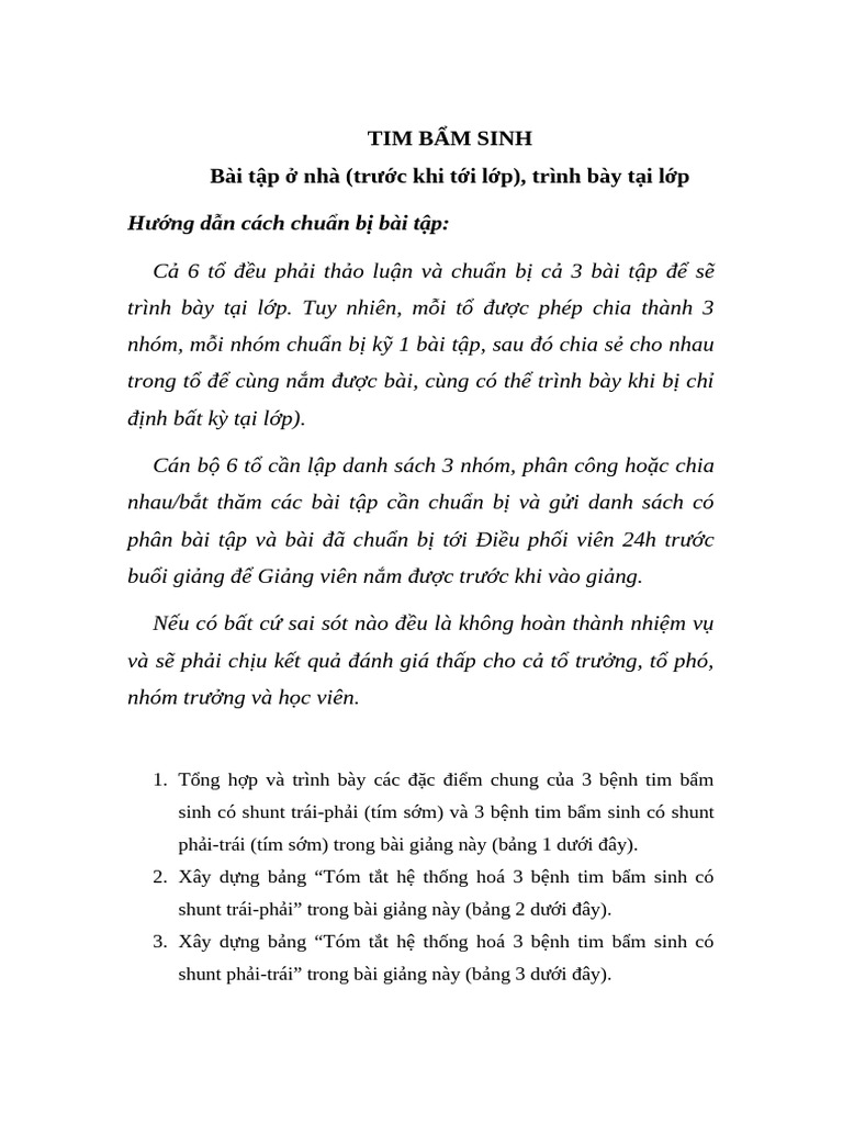 b7. Tim Bẩm Sinh Btvn Fix | PDF