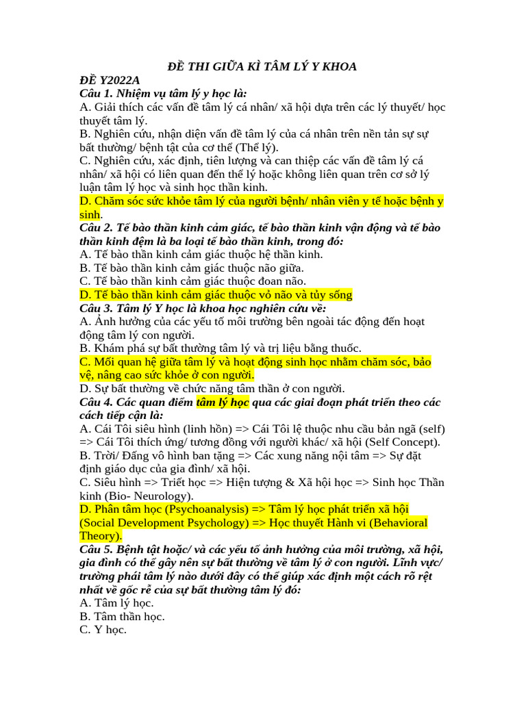 ĐỀ-GIỮA-KÌ-Y2022 các lớp năm 2022-2023 | PDF