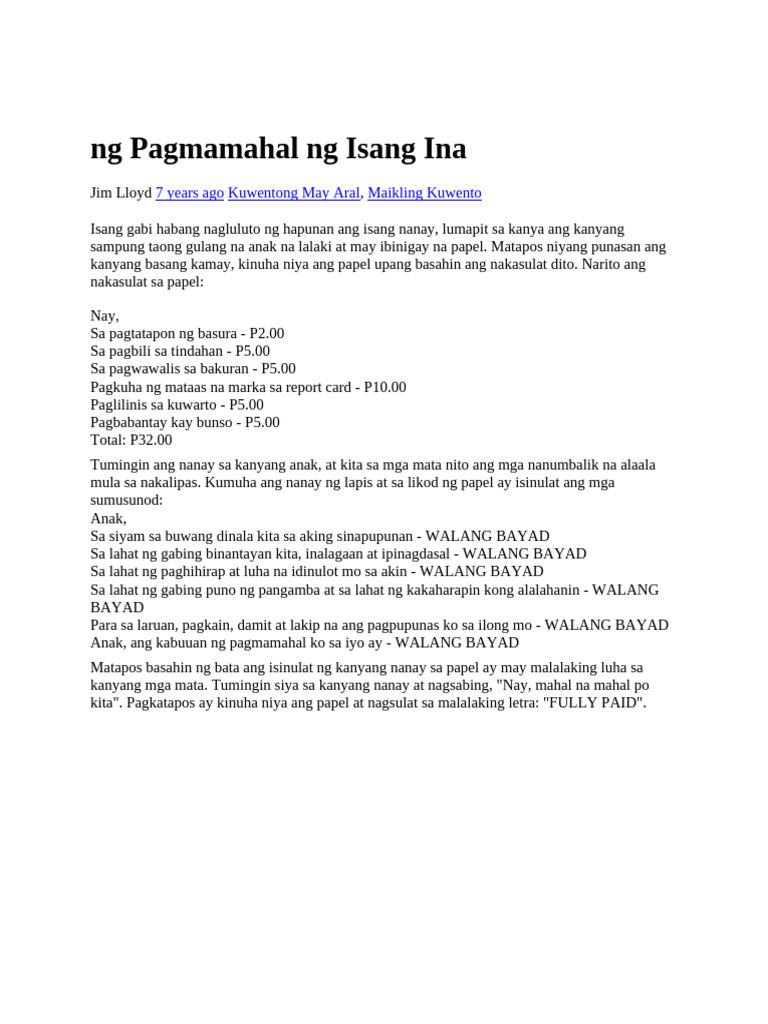 NG Pagmamahal NG Isang Ina | PDF NG Pagmamahal NG Isang Ina | PDF