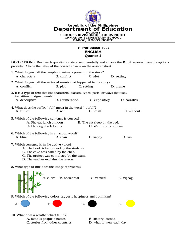 Grade 4 Q1 English Periodical Test | PDF | Narration