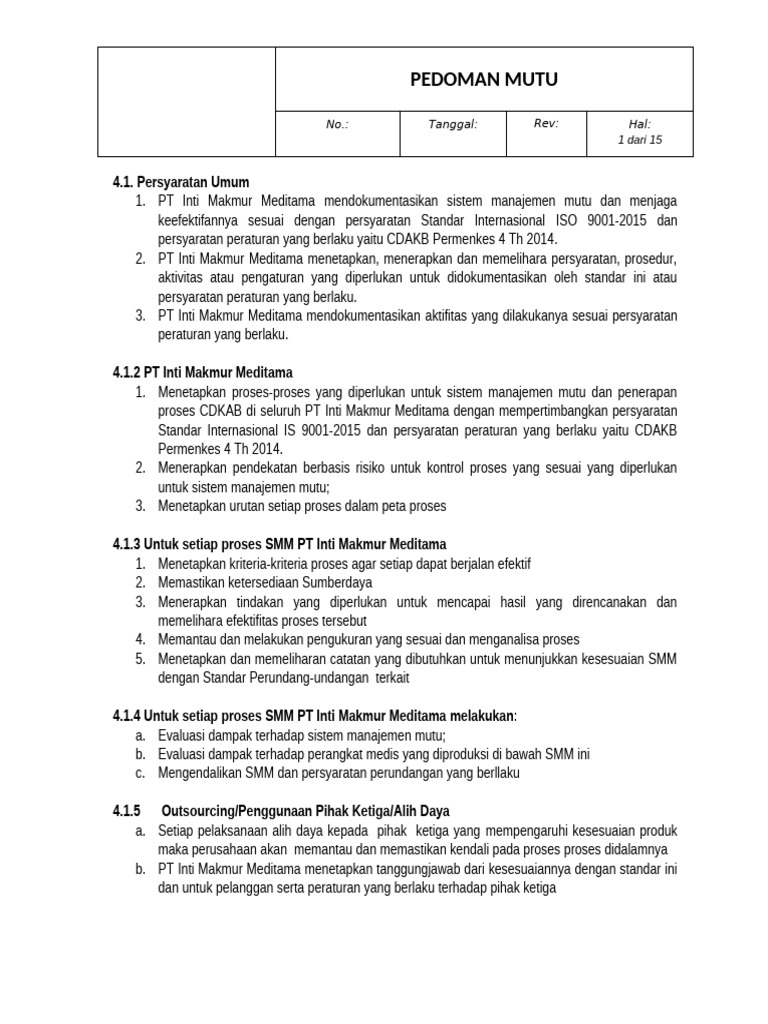 ISO 12 Manual Mutu | PDF