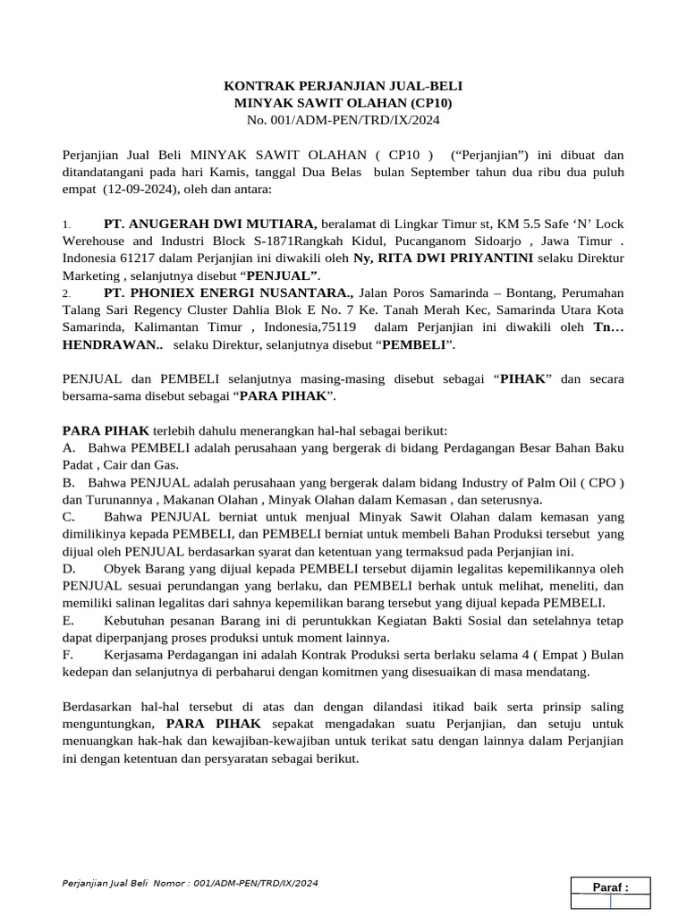 Draft Kontrak CP10 REV3 | PDF