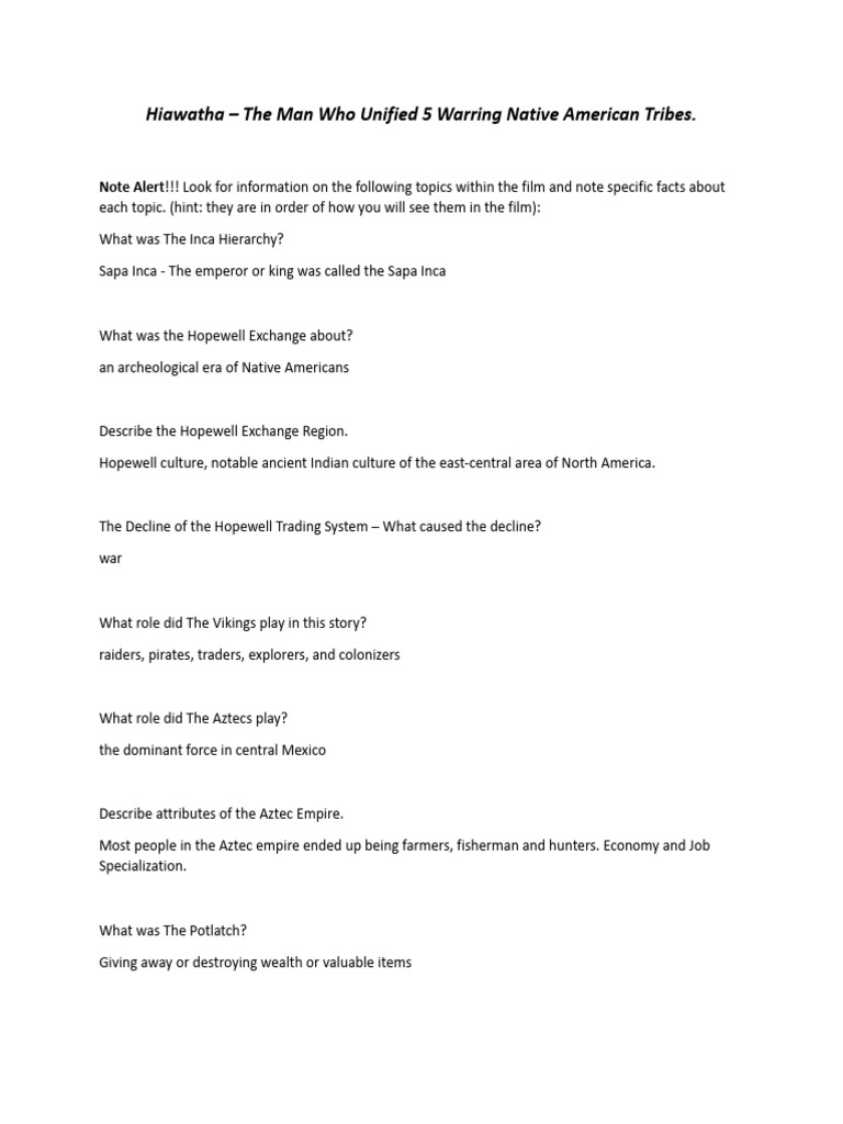 Hiawatha movie notes | PDF