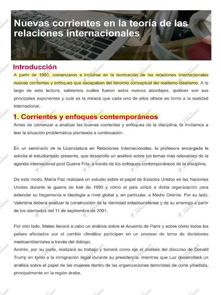 M4L1 Nuevas Teorias de RRII - Con Marca de Agua | PDF