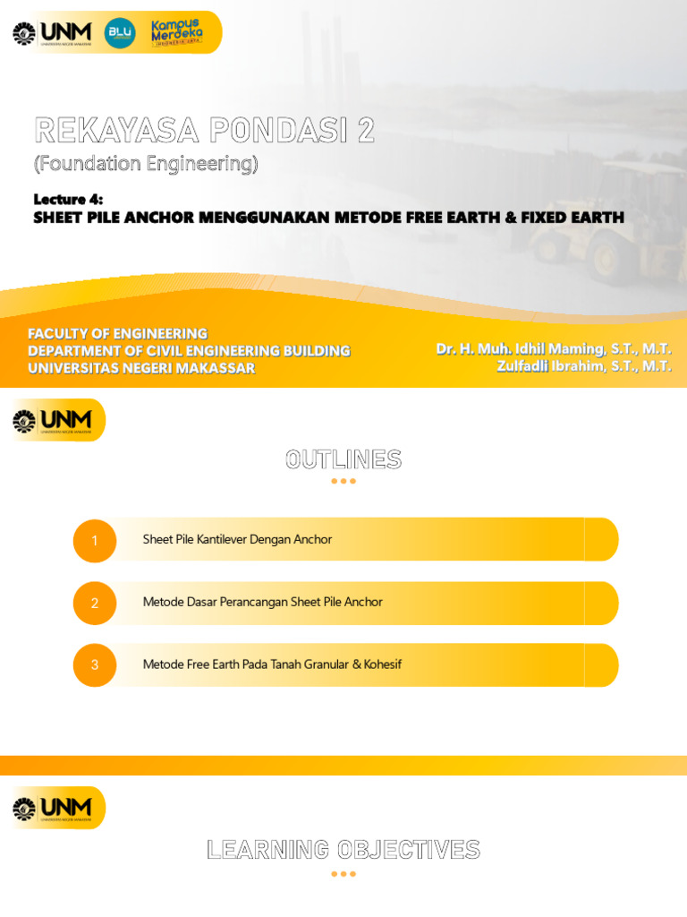 4 - Sheet Pile Anchor Menggunakan Metode Free Earth Fixed Earth | PDF