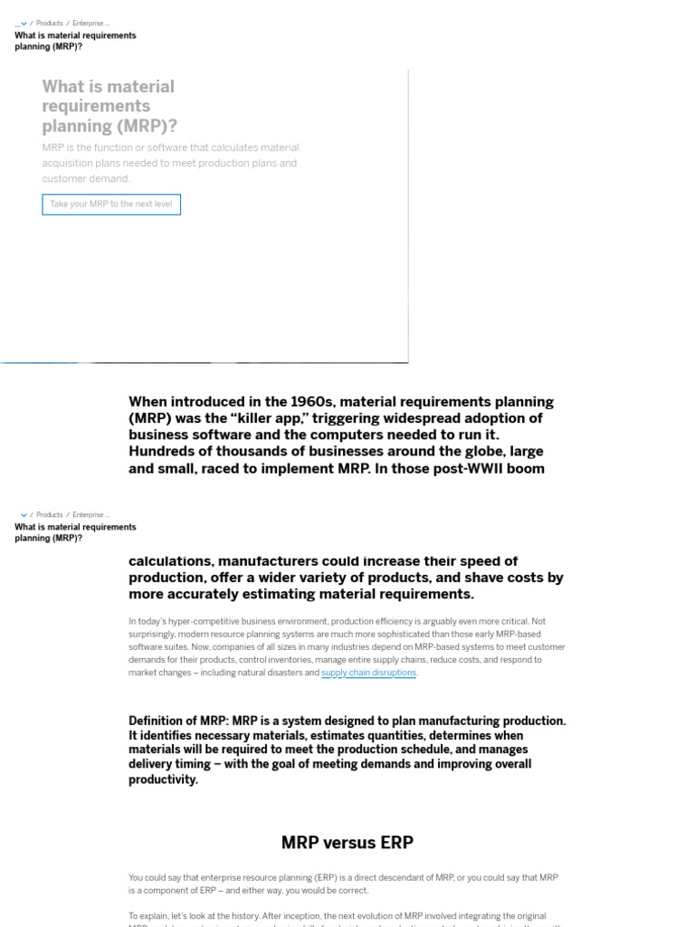 What Is Material Requirements Planning (MRP) | PDF | Enterprise ...