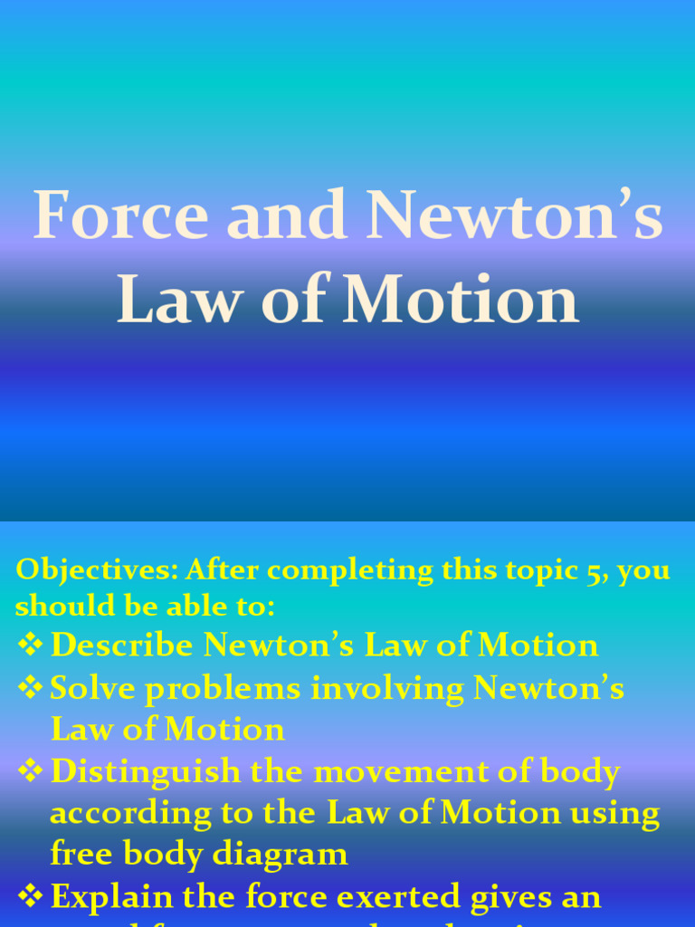 Topic 5 Newton's Law of Motion | PDF