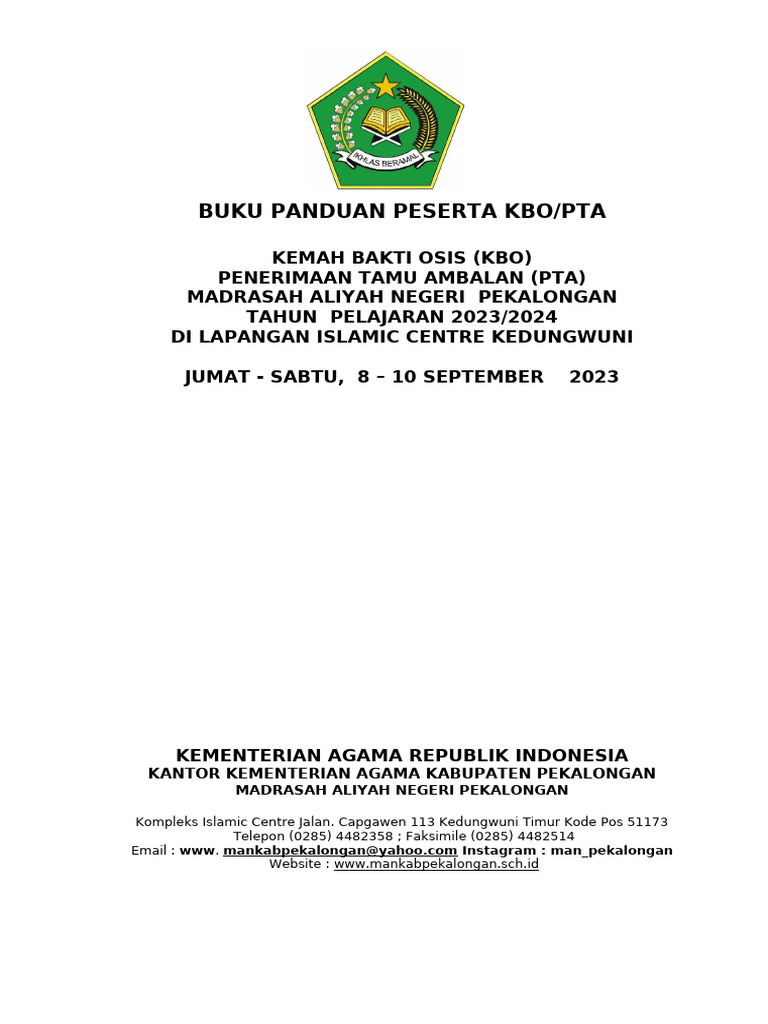 Panduan Peserta KBO-PTA 2023 | PDF