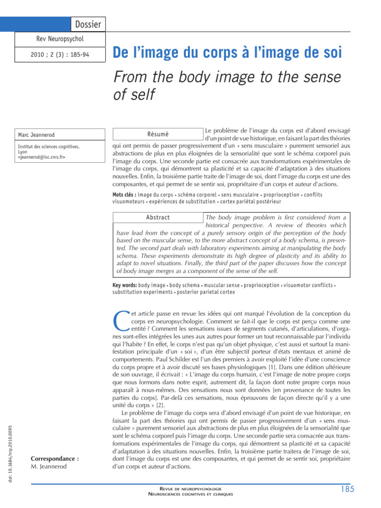 De Limage Du Corps A Limage de Soi | PDF