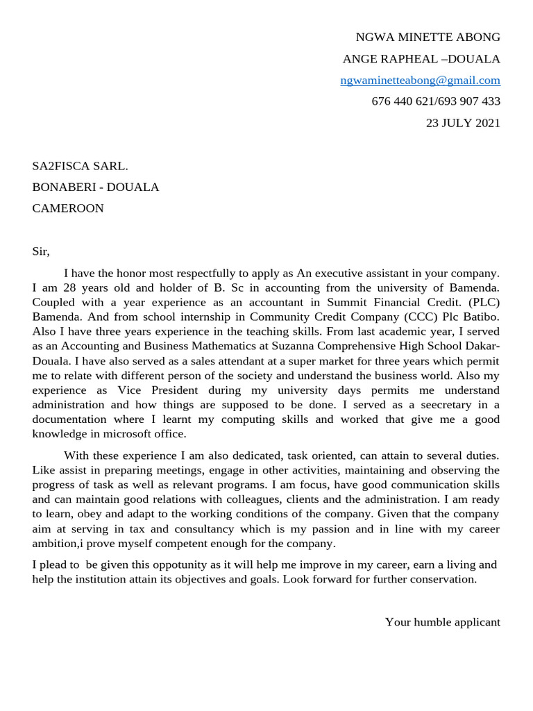 Cover Letter Exec Assist | PDF | Career & Growth