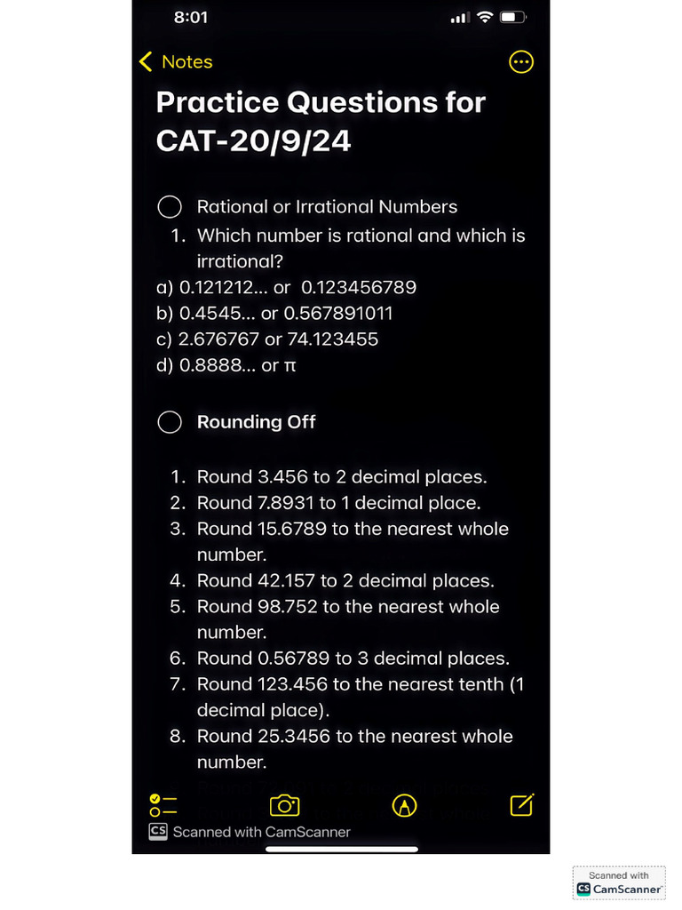 Class7- Practice Questions for Maths CAT | PDF