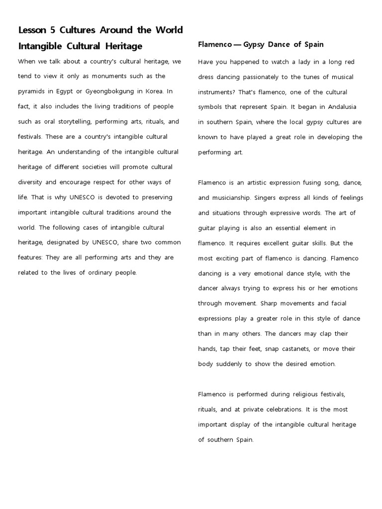 Lesson 5 Cultures Around The World | PDF