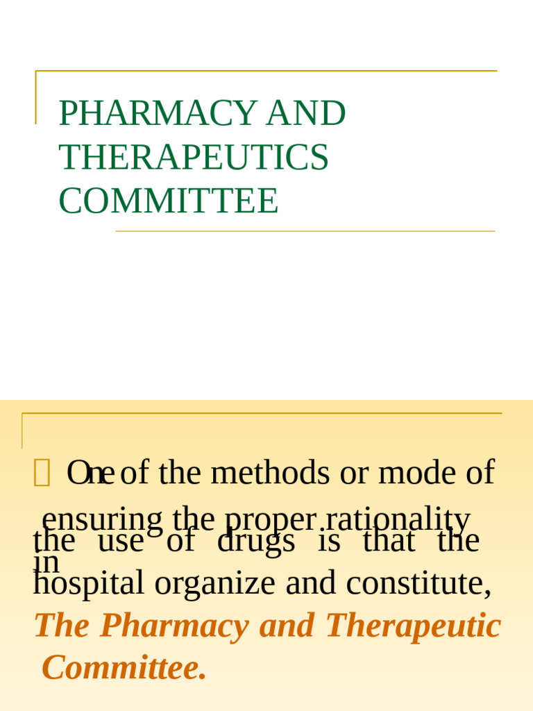 Pharmacy Therapeutics Committee | PDF