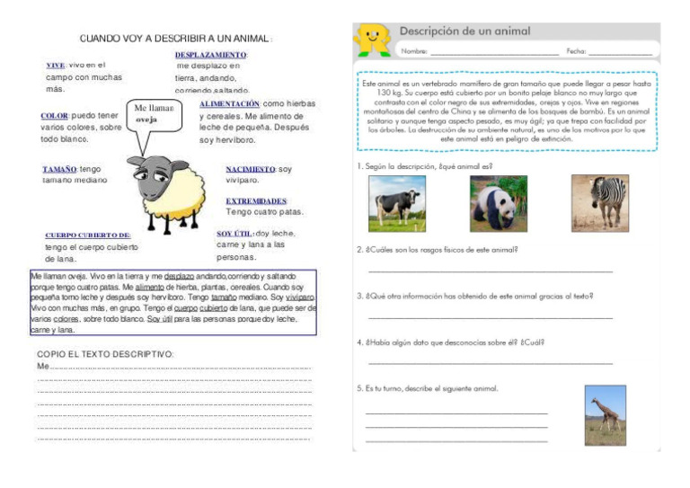 Doc13ficha de Aplicacion Descripcion de Animales 2 | PDF