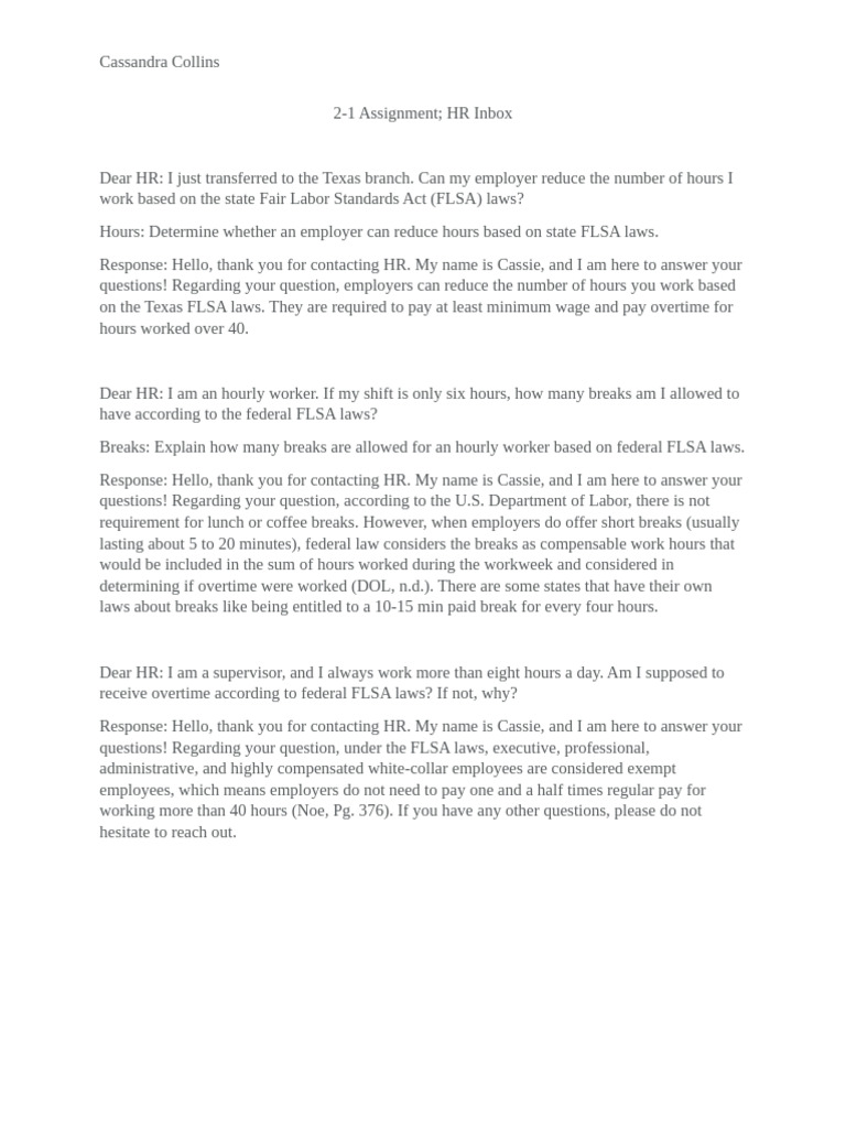 2-1 HR Inbox Assignment | PDF