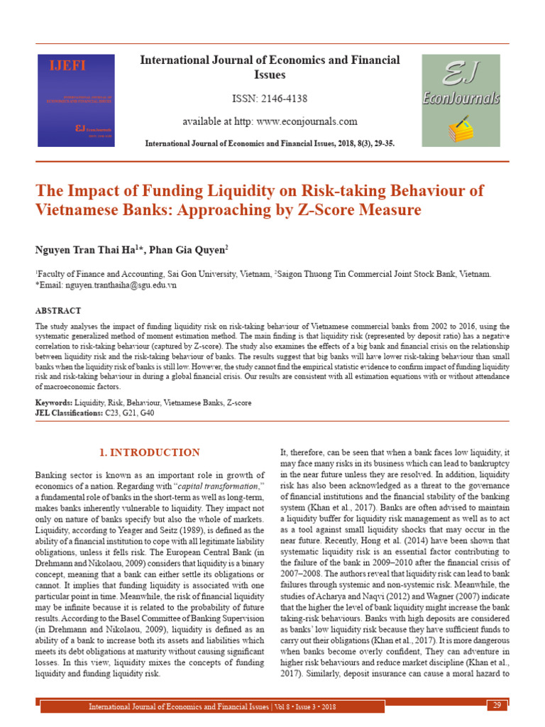 The Impact of Funding Liquidity On Risk-Taking Behaviour of Vietnamese ...