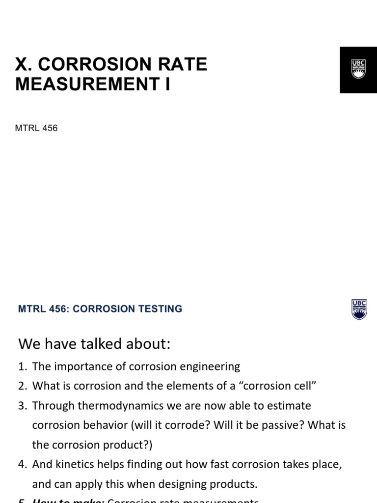 10 Corrosion Rate Measurement I MTRL 456 2023 | PDF