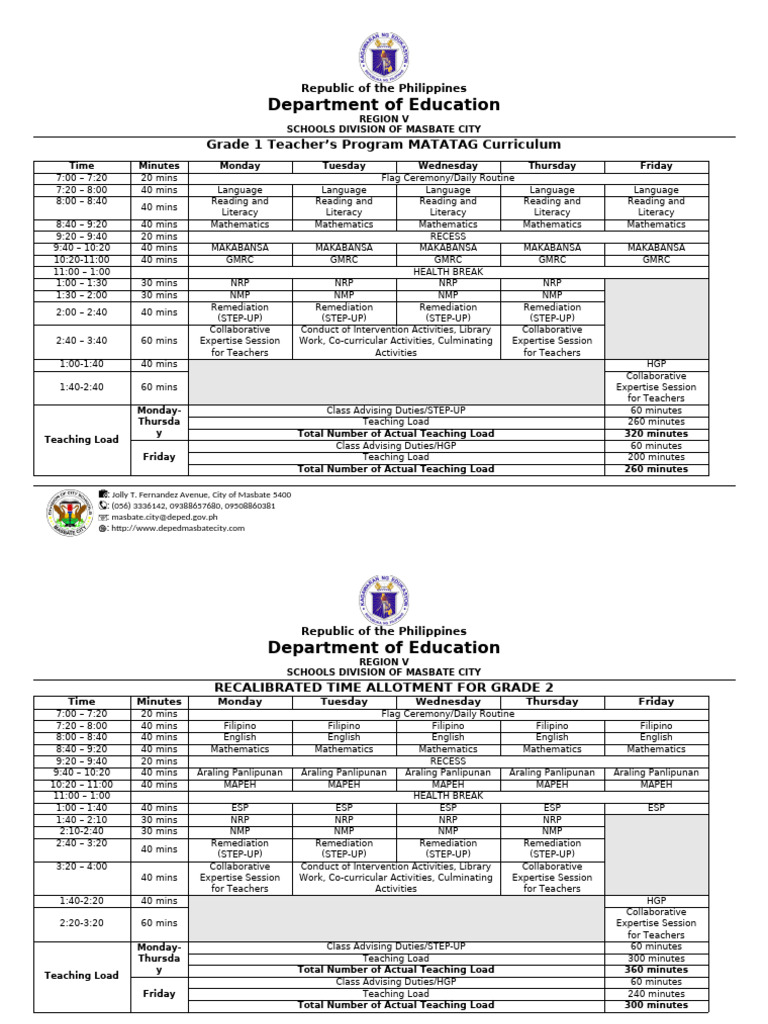 Class Schedule Edited | PDF