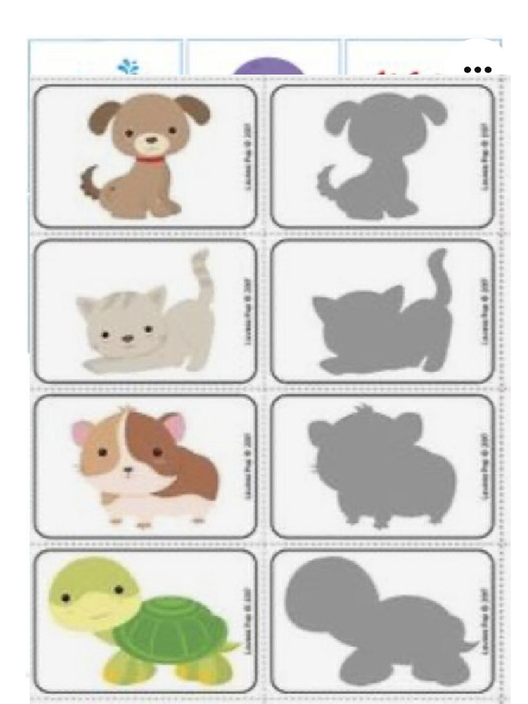 Juego de Memoria de Sombras (Animales) | PDF