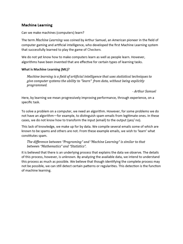 Machine Learning Introduction | PDF