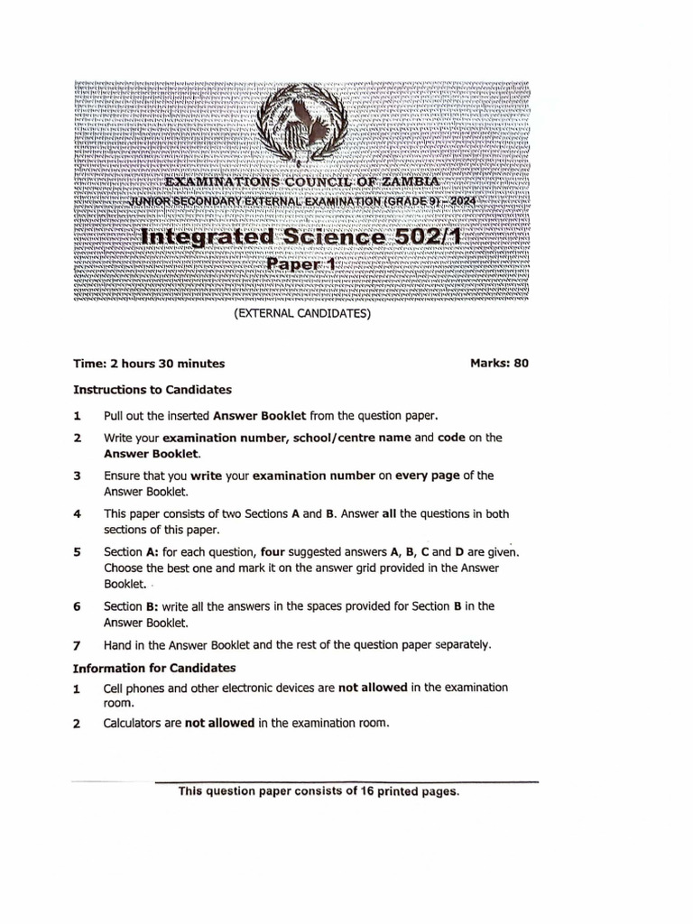 Integrated Science 2024 External QP & Ms | PDF
