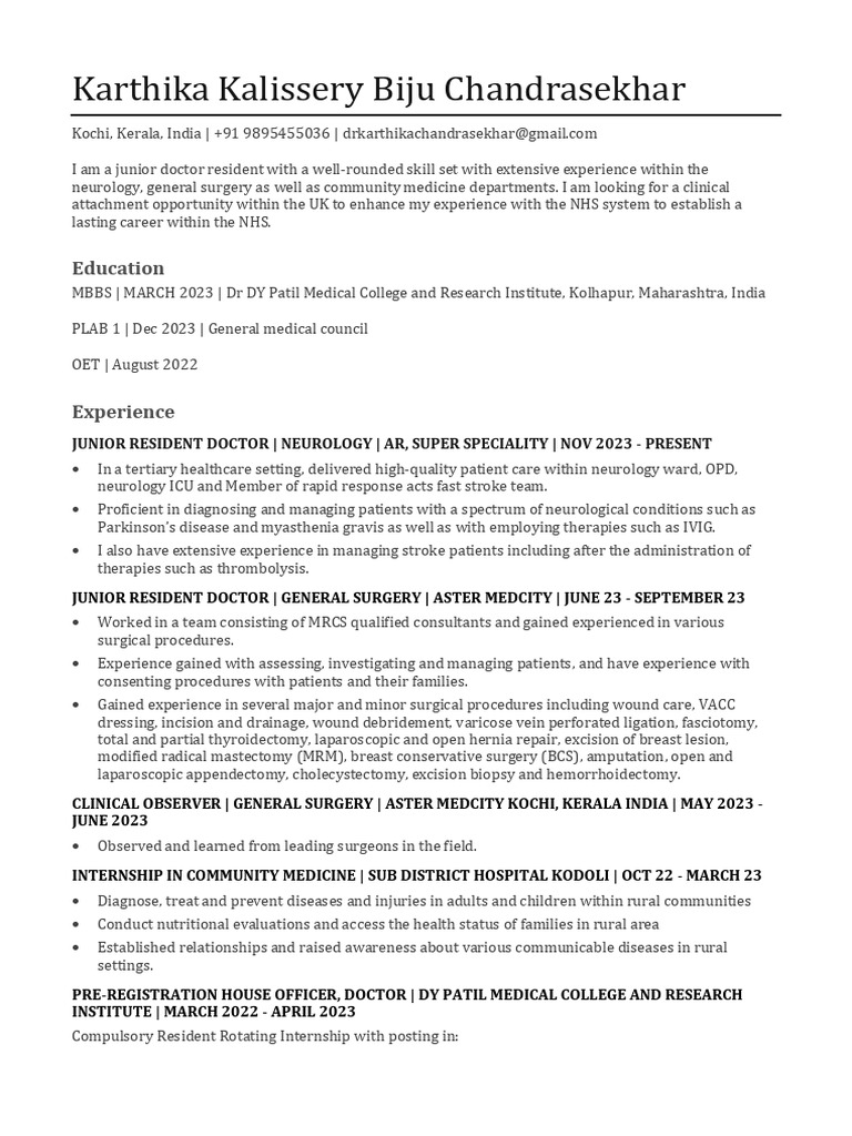 CV Karthika PDF | PDF