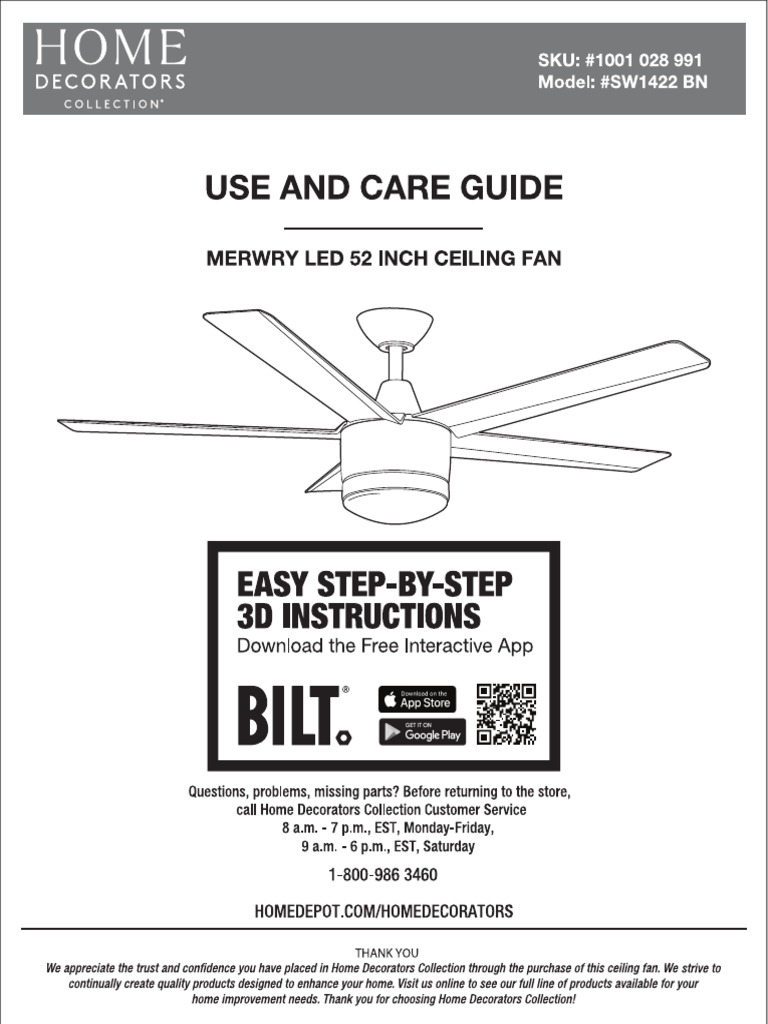 Bedroom Ceiling Fan Manual | PDF