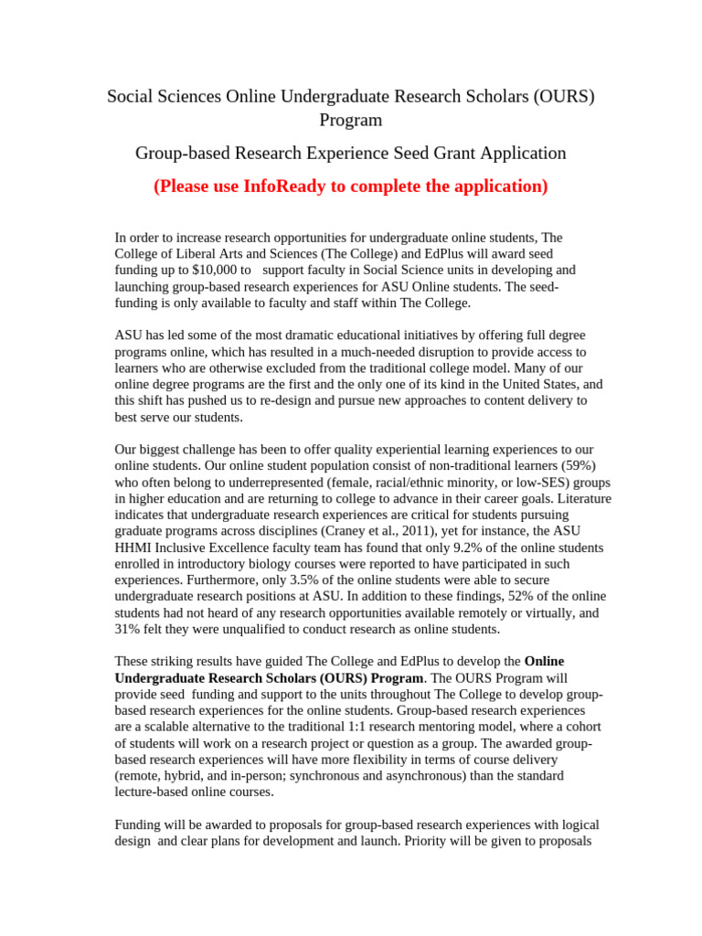OURS Seed Grant Application_standard | PDF