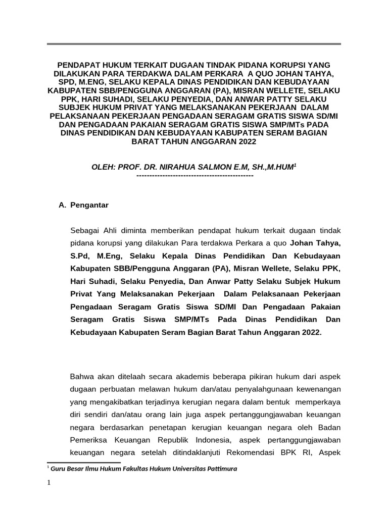 Pendapat Korupsi SBB 2024 | PDF