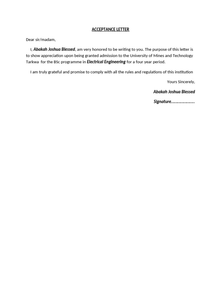 Umat Acceptance Letter (The Justice Folder) | PDF